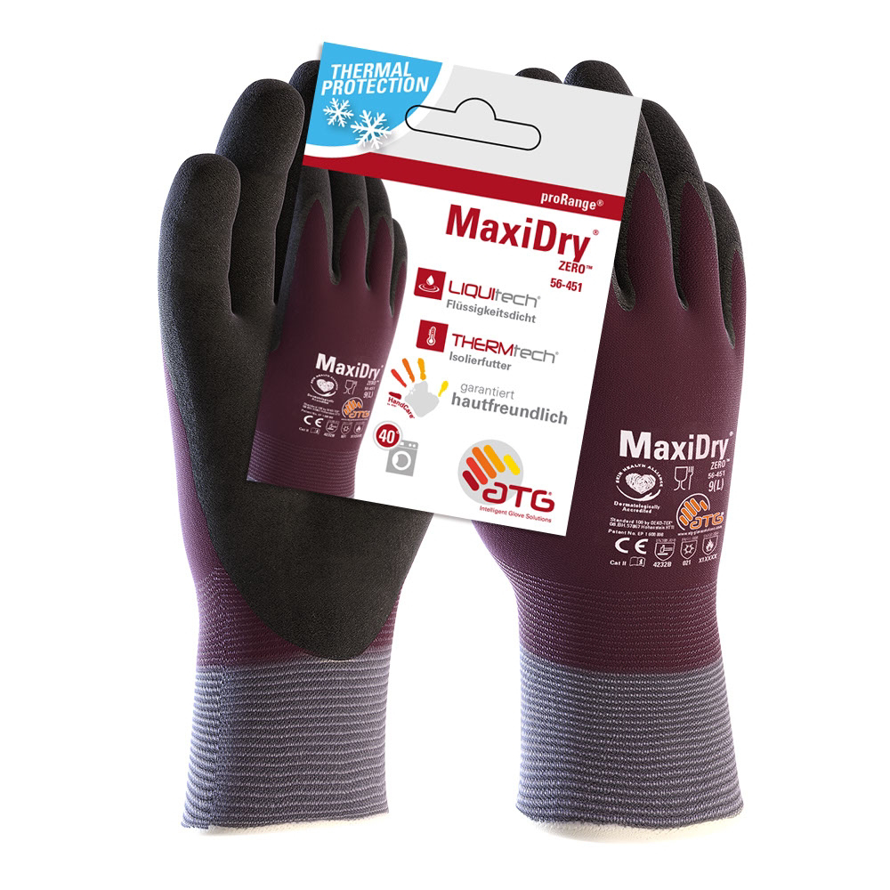 ATG Strickhandschuh MaxiDry Zero lila/schwarz Größe 8 - BIG Arbeitsschutz
