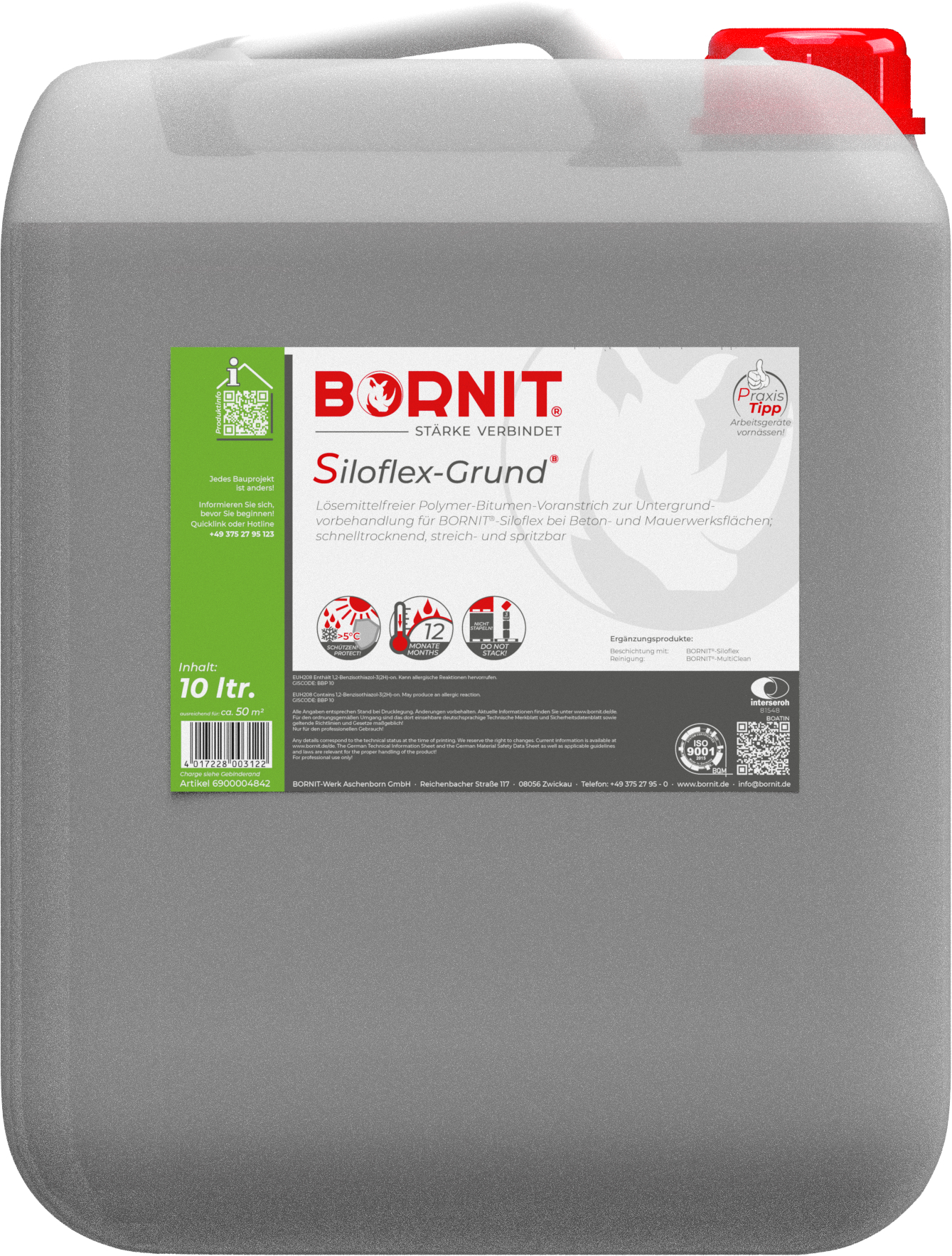 BORNIT Siloflex-Grund 10l Schwarz Lösemittelfrei Dachabdichtung