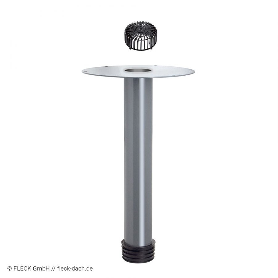 Fleck Sani-Ablauf DN 125 mit Kiesfang & Wolfin IB - Dachablauf