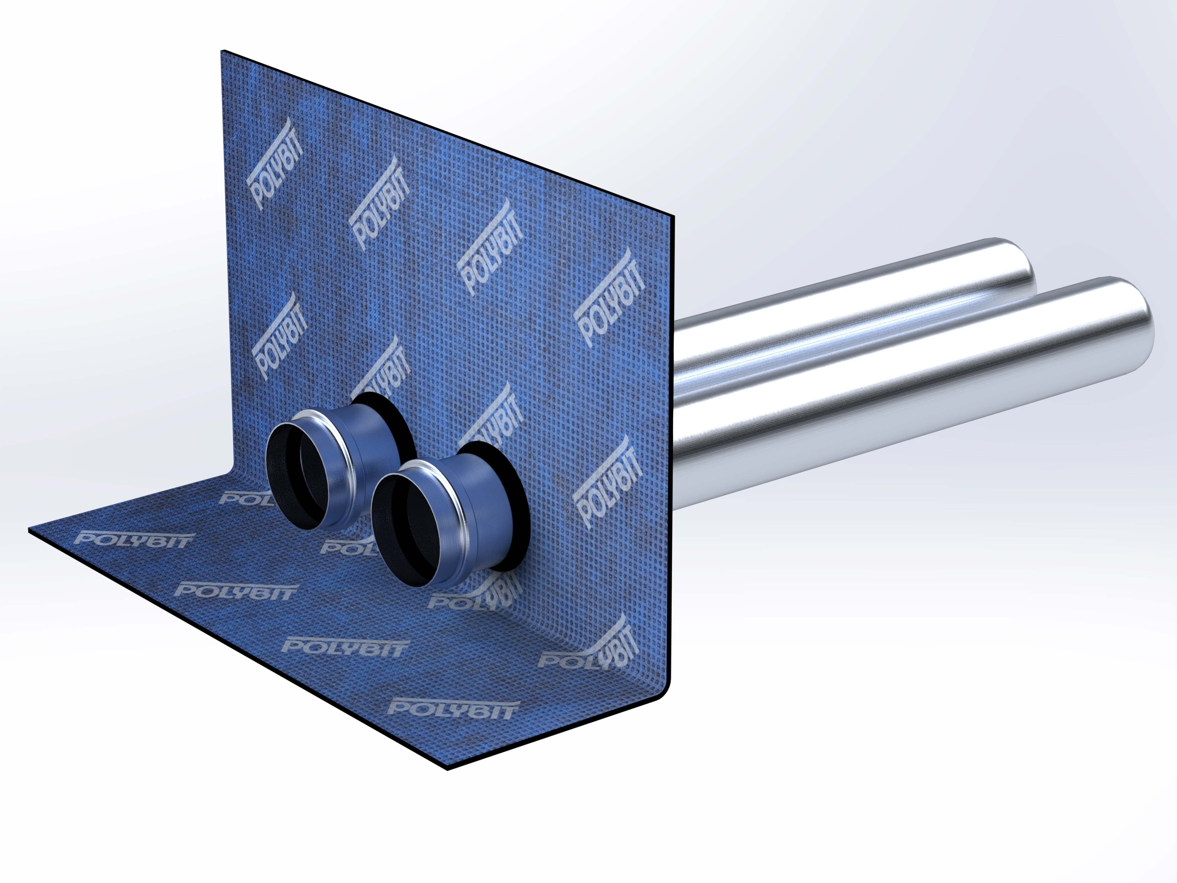 Polybit V4A Attika-Kaskaden-Doppel-Rohr Ø75mm 600mm Bitumen