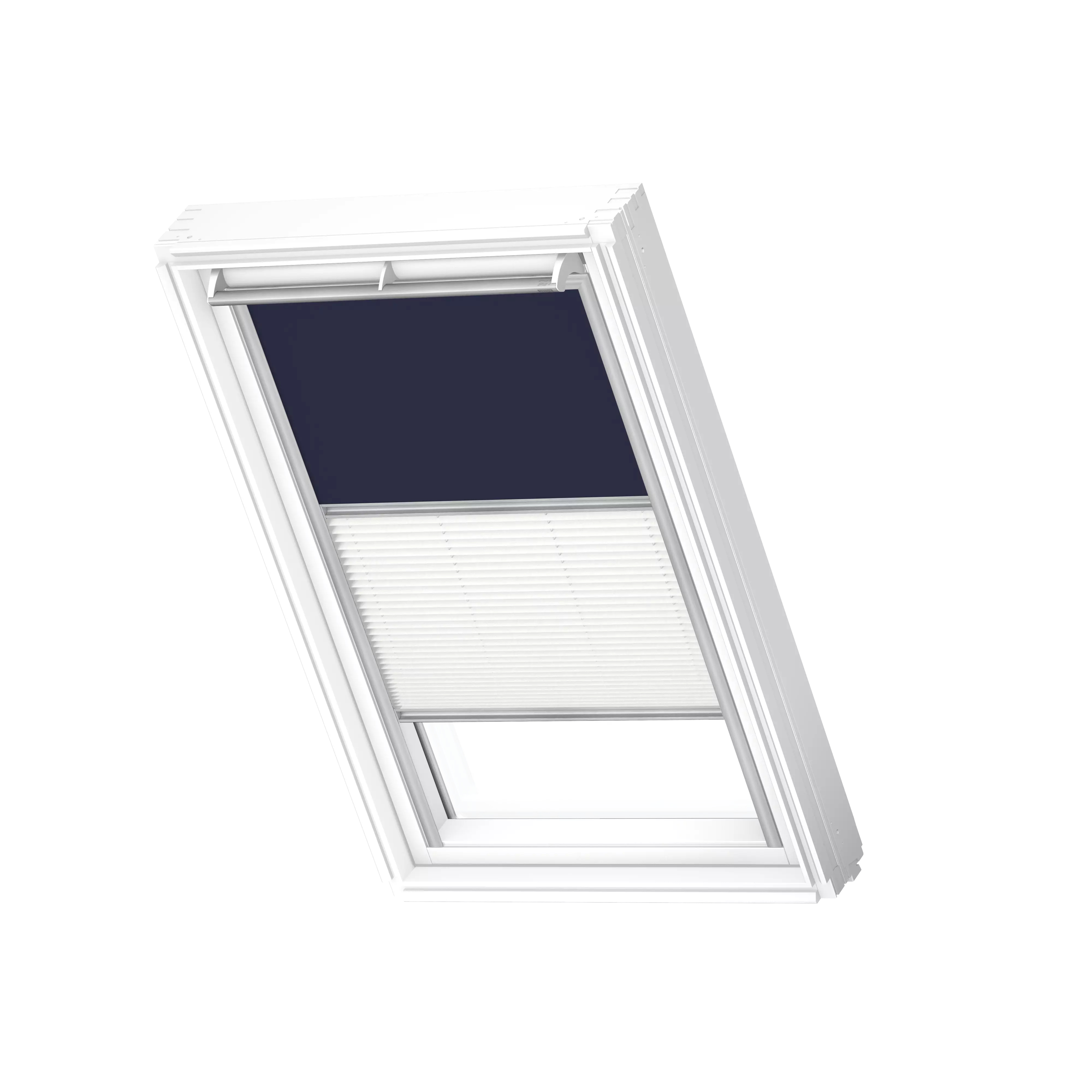 VELUX Rollo Verdunkelung & Plissee-Set DFD U08 - Dunkelblau/Alu