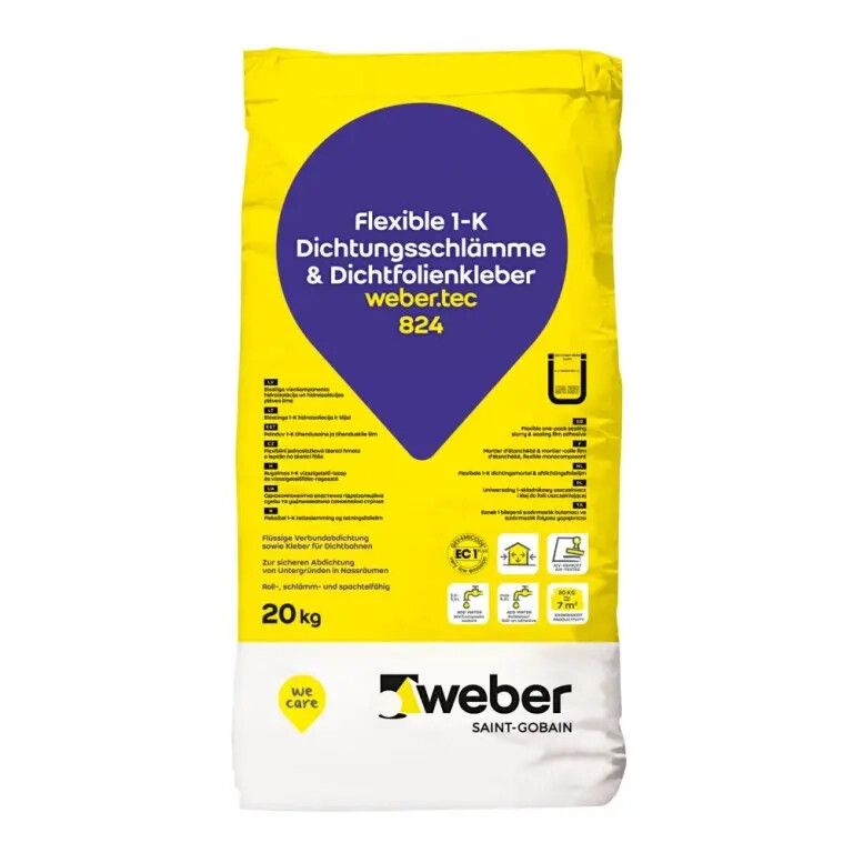 Weber.tec 824 (GSV*) | Graue Mineralische Membrane | 20 kg/Sack